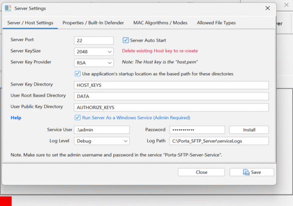 Porta SFTP Server Pro Edition - Cross Platform SFTP Server